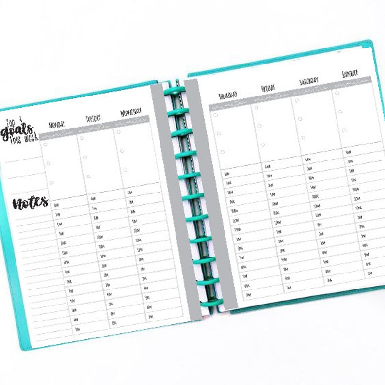 Happy Planner BIG Size Weekly hourly Layout Printable Grey Undated ...