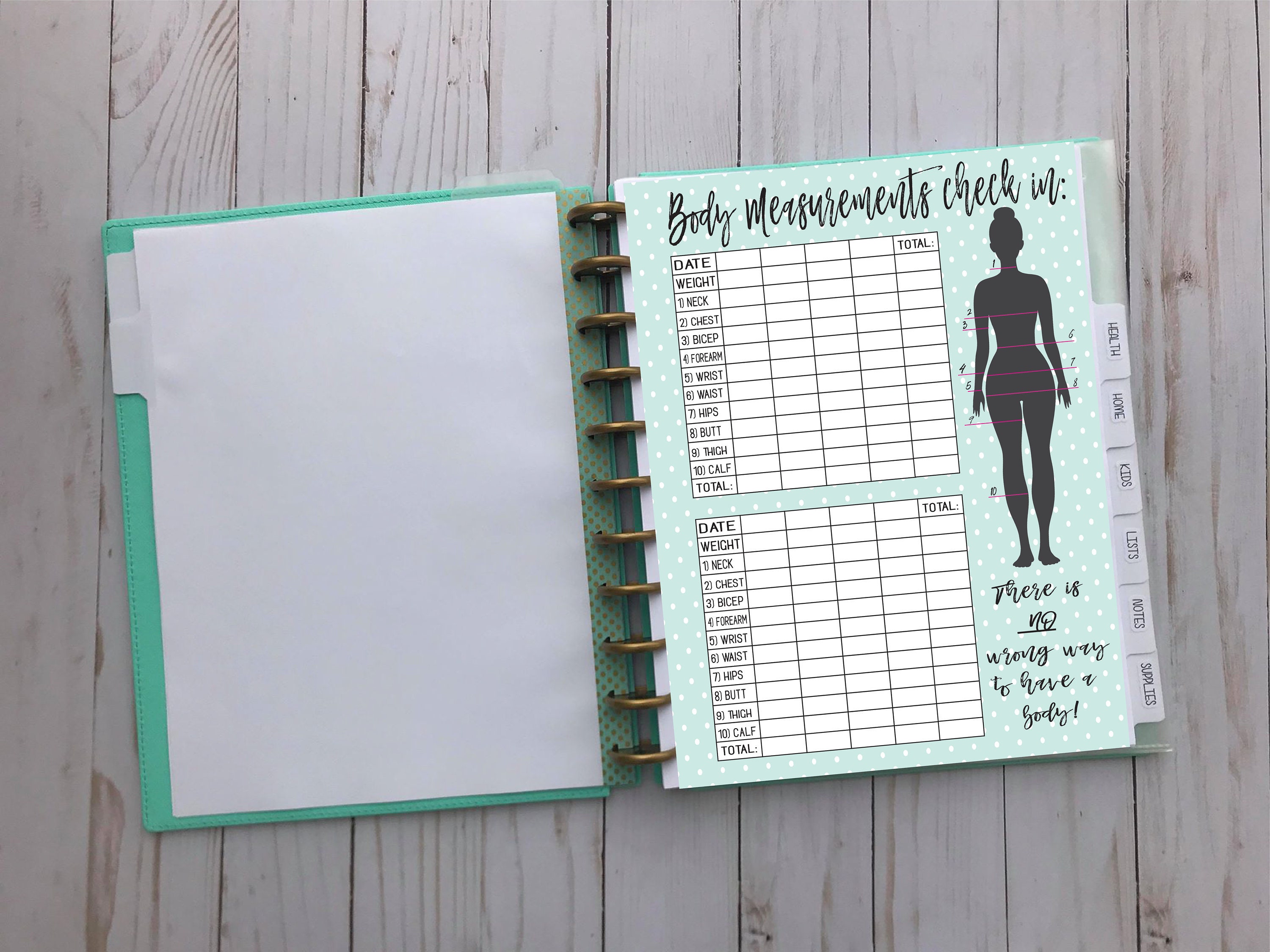 Happy Planner Printable 10 Points Body Measurement Tracker - Etsy