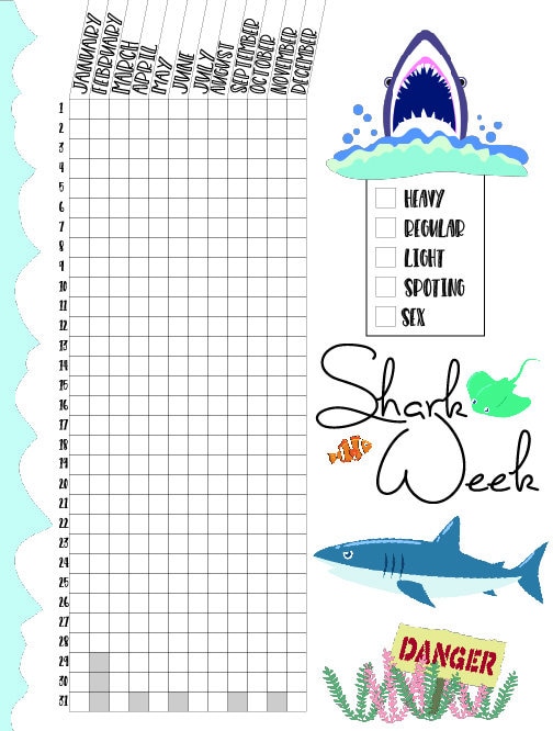 Happy Planner Printable Bullet Journal Shark Week Women Tracker - Etsy