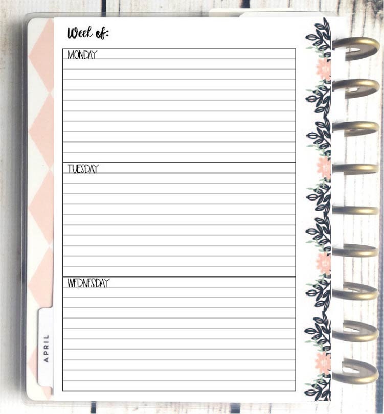 Happy Planner Printable Spring Themed V1 Monthly Weekly Daily Work ...