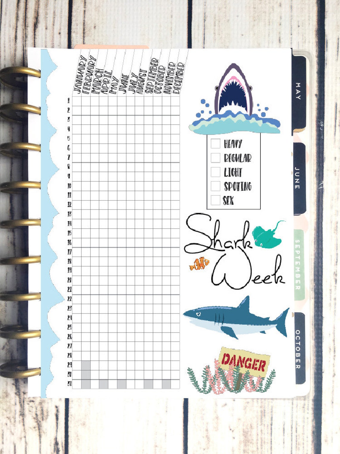 Happy Planner Printable Bullet Journal Shark Week Women | Etsy