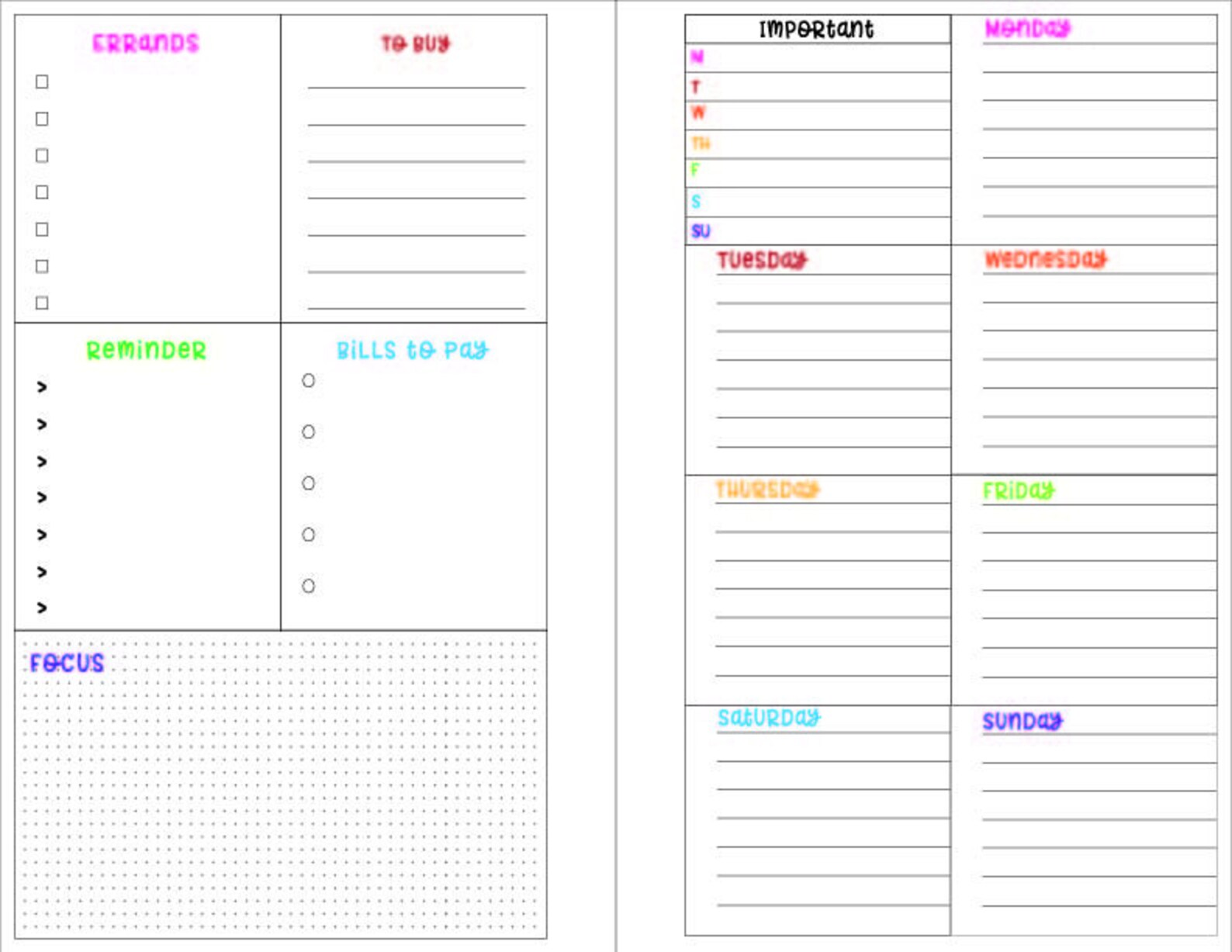 TUL Planner Printable Super Mom Weekly Layout new Version Undated Plain ...