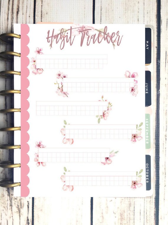 Happy Planner Printable Habit Tracker Classic Size Pink | Etsy