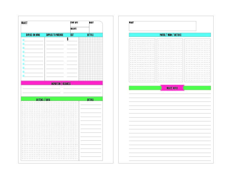 Happy Planner Printable Miss Maker Extras Project Sheets Mini 1 Page ...