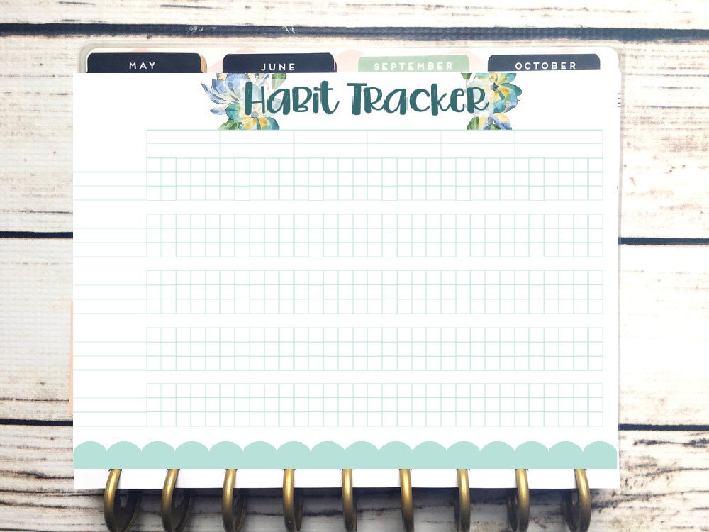 Happy Planner Printable Habit Tracker Landscape Classic Size Teal ...