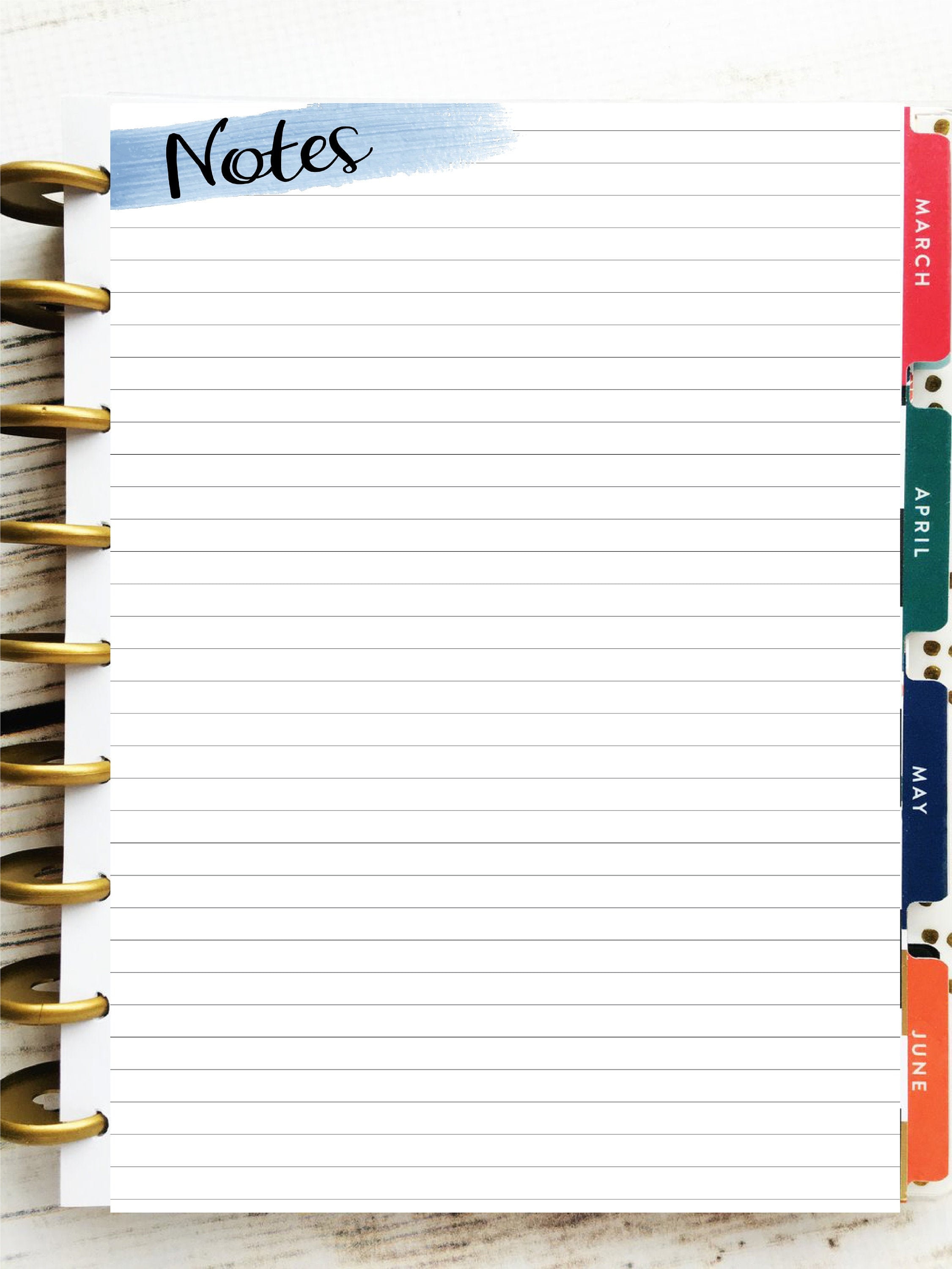 Happy Planner Printable Classic Size Lined Notes Page - Etsy