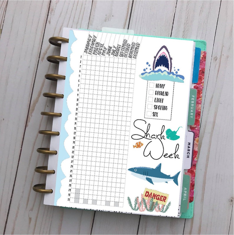 Happy Planner Printable Bullet Journal Shark Week Women - Etsy