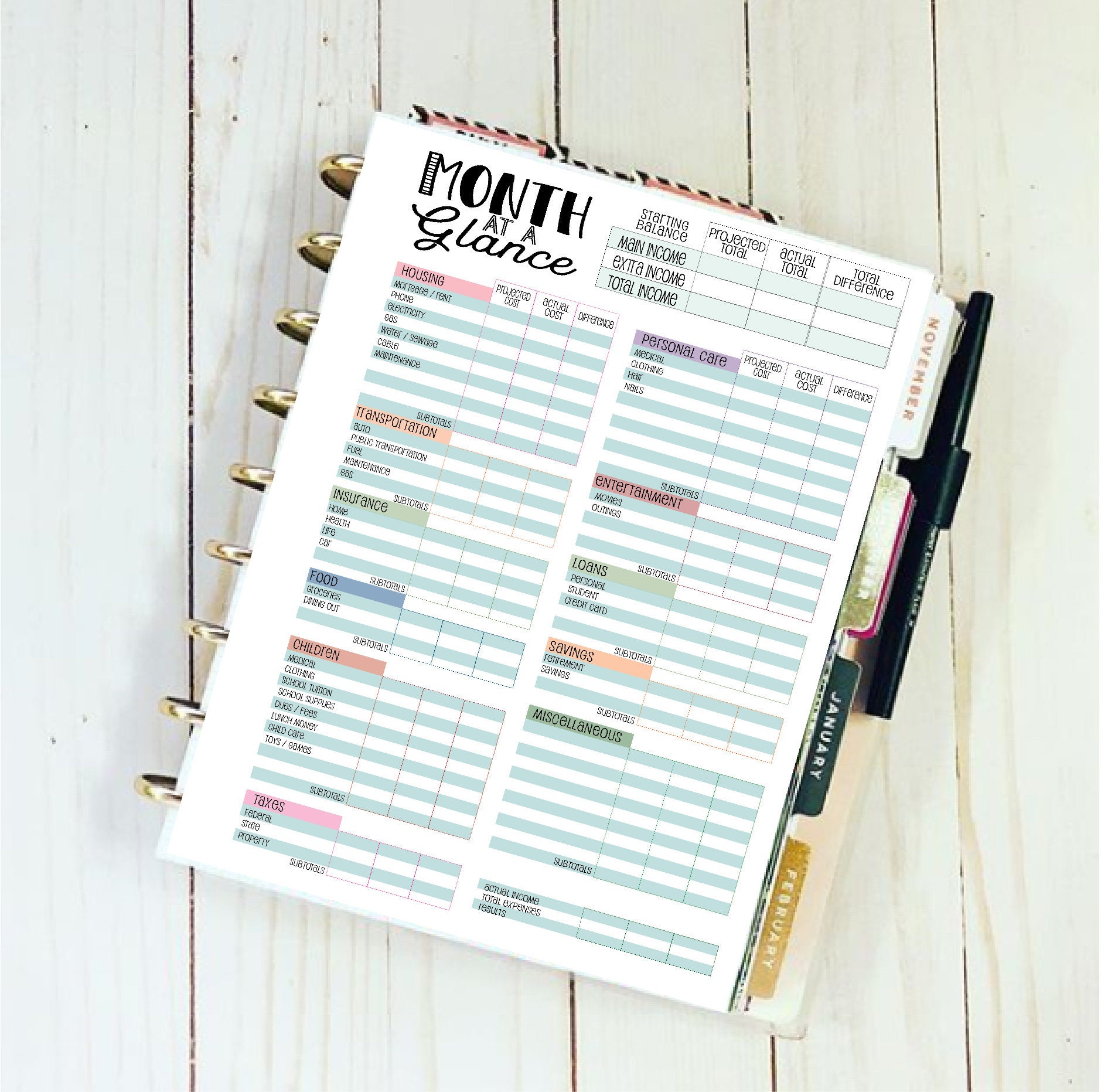 Happy Planner - Classic Size - Budget Printable - Full Extension Pack ...
