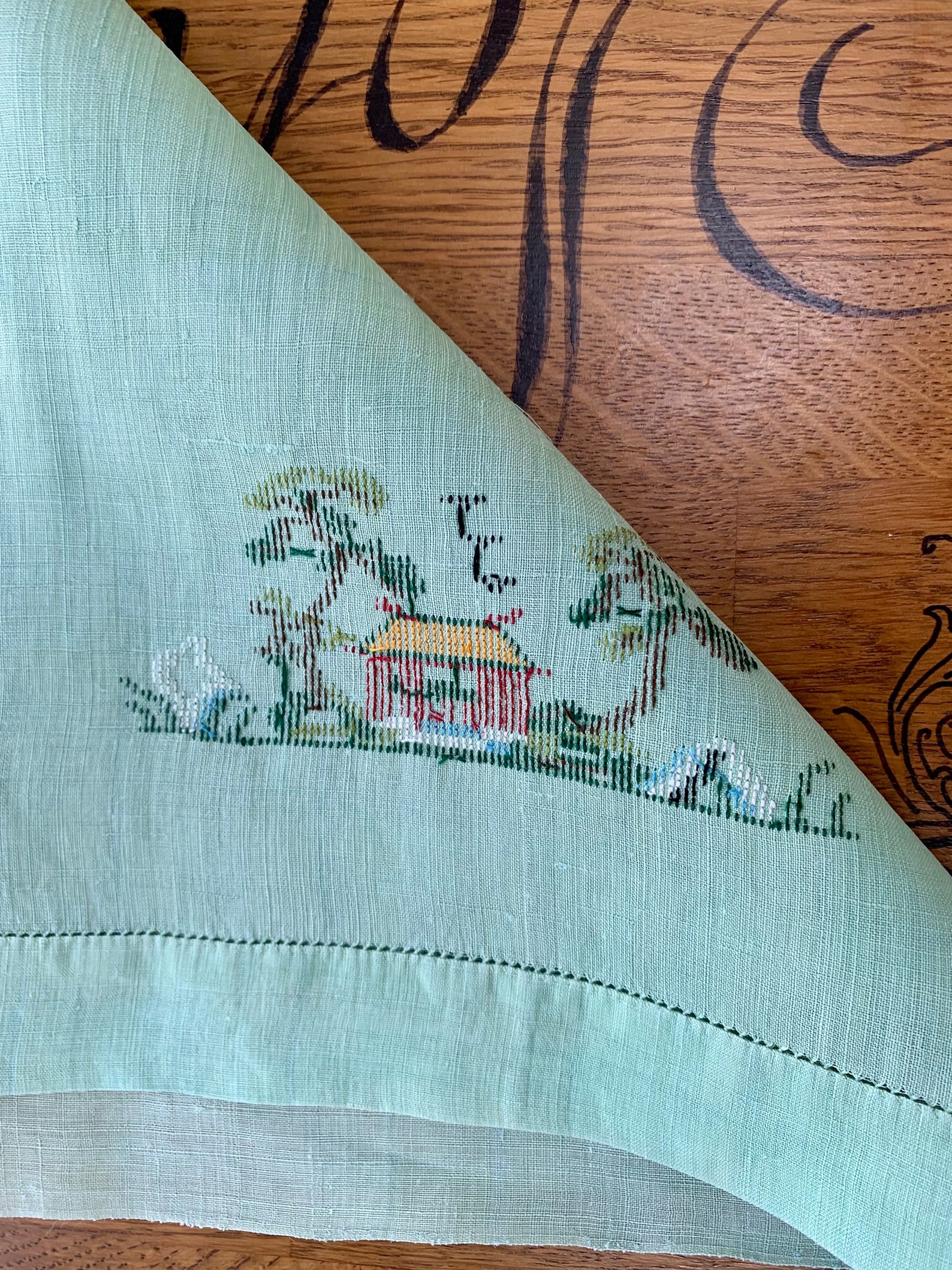 Exquisite mint green table centre piece/mat with very fine | Etsy