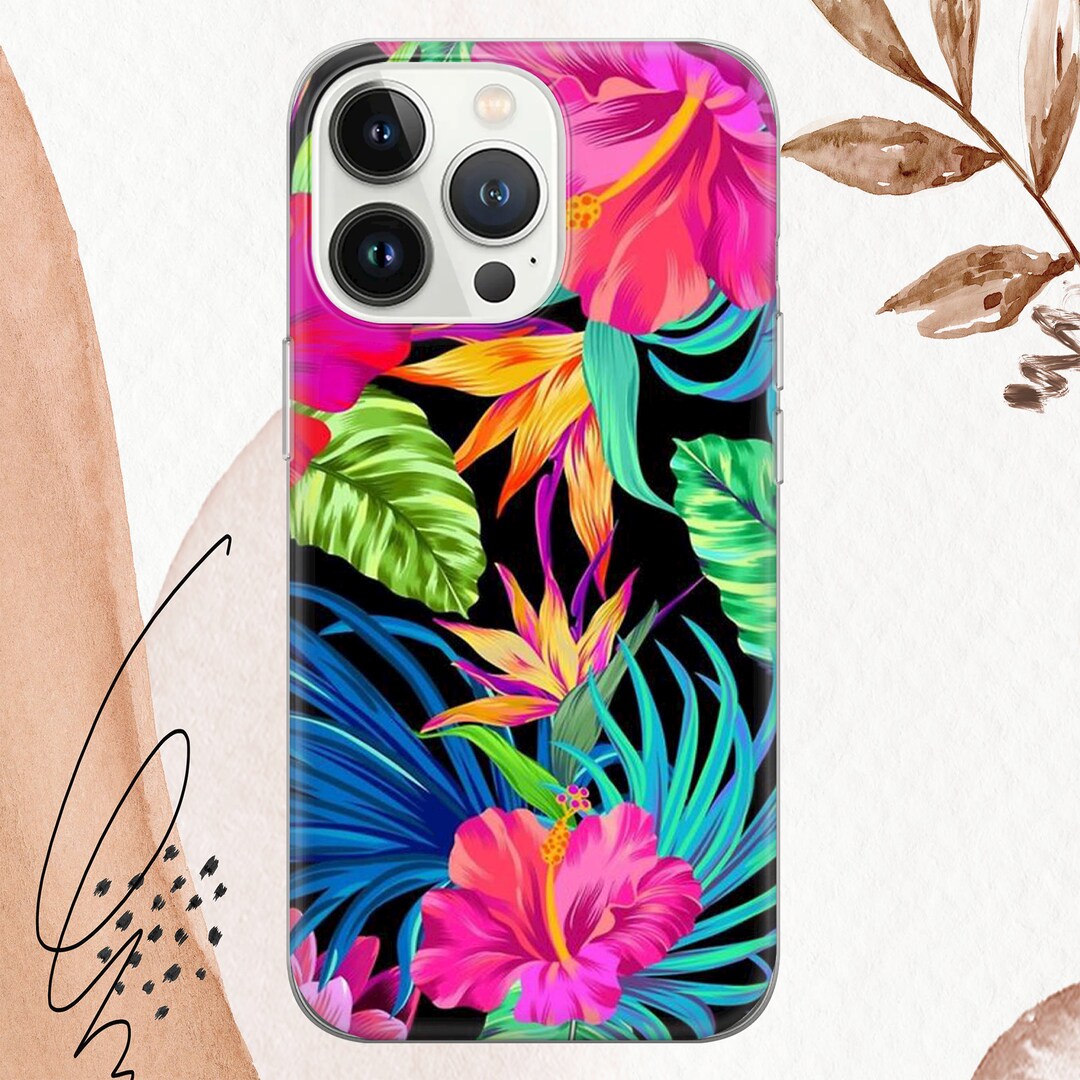 Tropical Flowers Phone Case Hibiscus Cover for iPhone 15pro, 14, 13, 12 ...