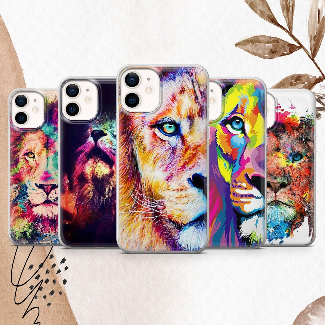Lion Phone Case Colourful Lion Art Pattern Cover for iPhone 16e 16pro ...