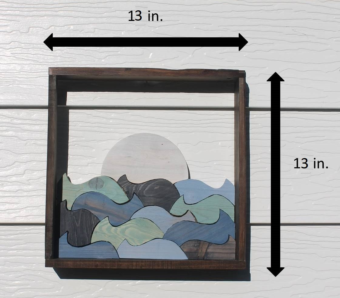 Ocean Water Wall Art Blue Wood Decor Mosaic Intarsia - Etsy