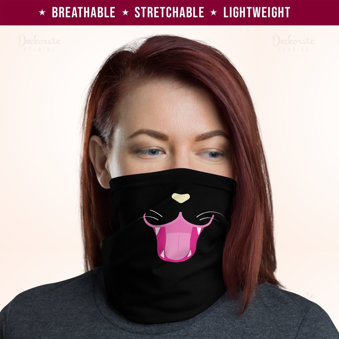 Black Cat Face Mask, Cute Halloween Cat Mask, Animal Cat Whiskers Neck ...