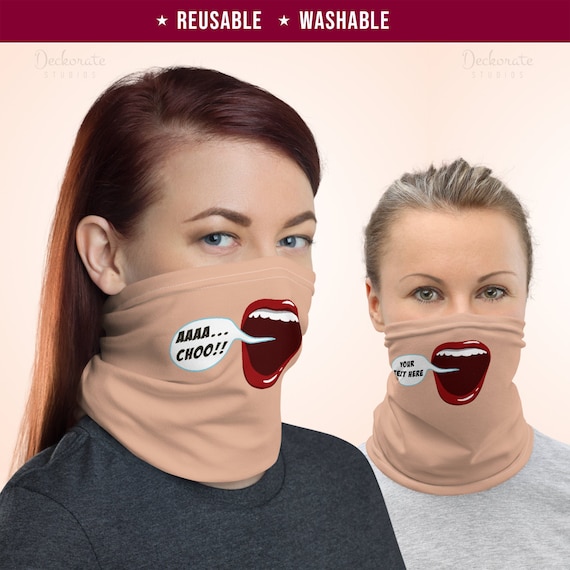 Funny Face Mask Custom Text Neck Gaiter for Women Mouth Lips | Etsy