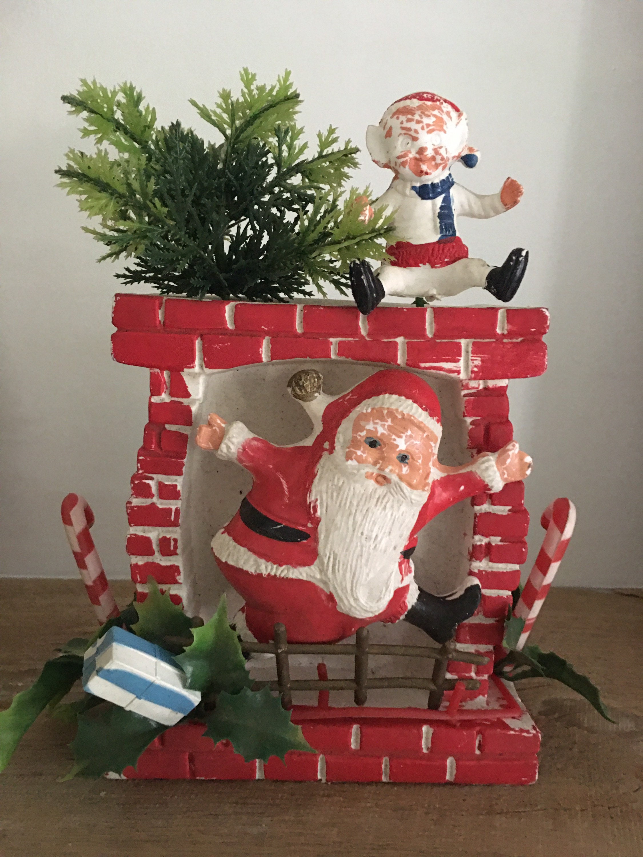 Vintage Rare Santa in Fireplace Santa in Chimney Plastic Blow - Etsy