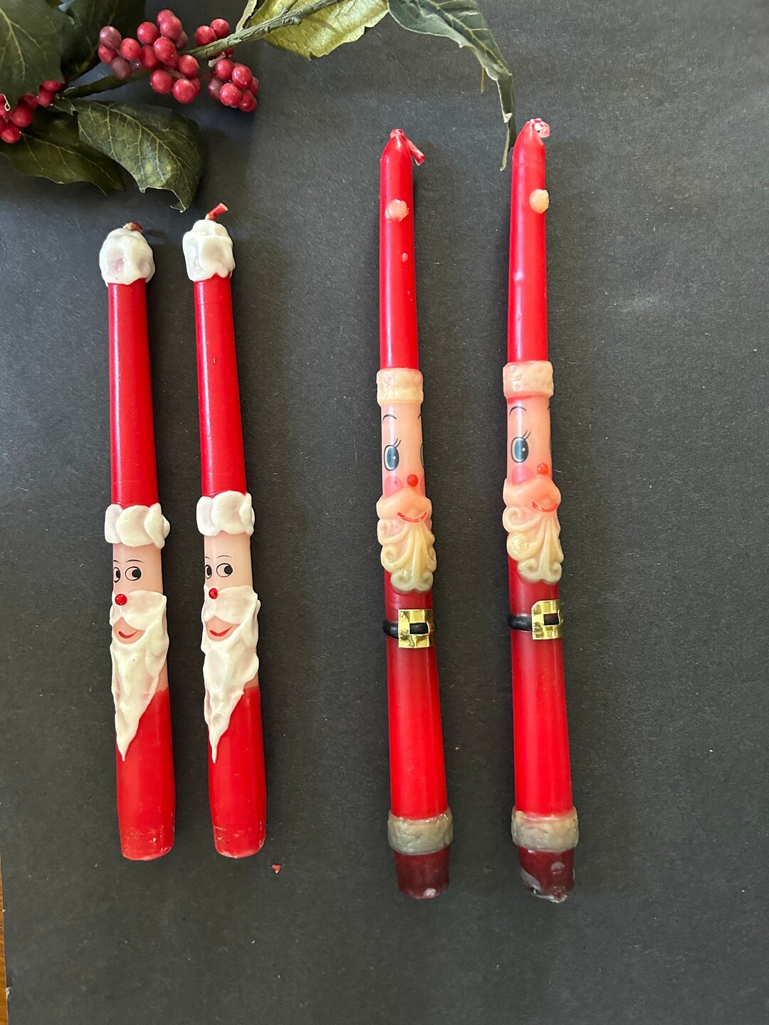 Vintage Santa Taper Candles 2 Pairs Retro Christmas Candles - Etsy