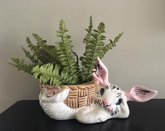 Vintage Rabbit Planter | Etsy