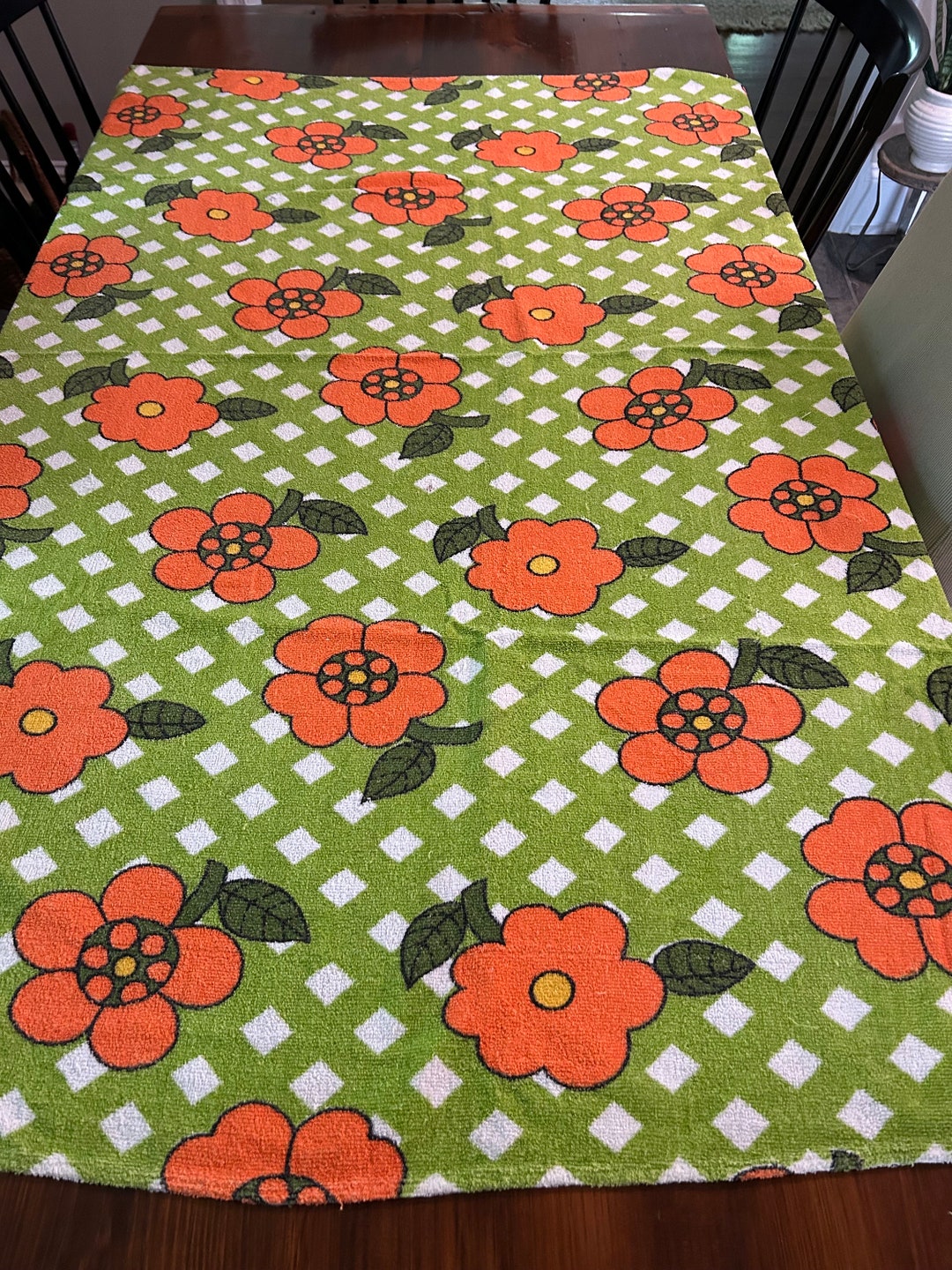 Vintage Terrycloth Tablecloth Retro Picnic Tablecloth Beach Towel ...