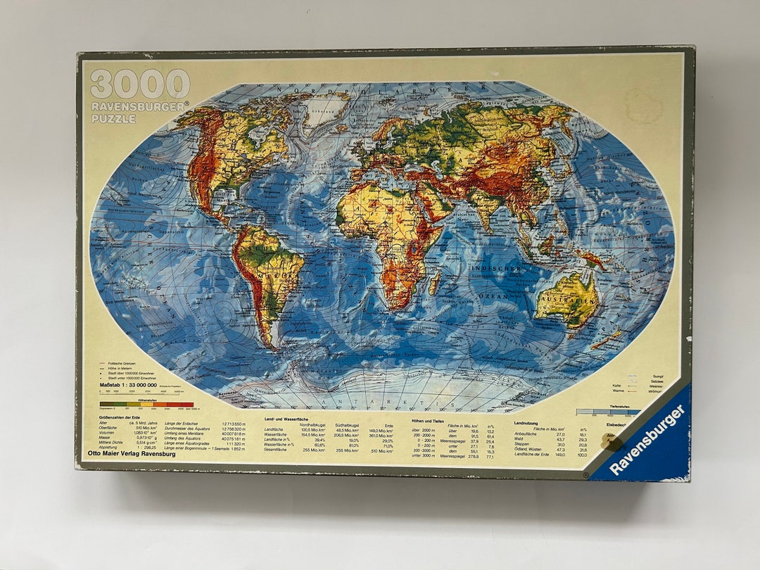 Vintage Ravensburger World Map Globe 3000 Piece Jigsaw Puzxle Made in ...