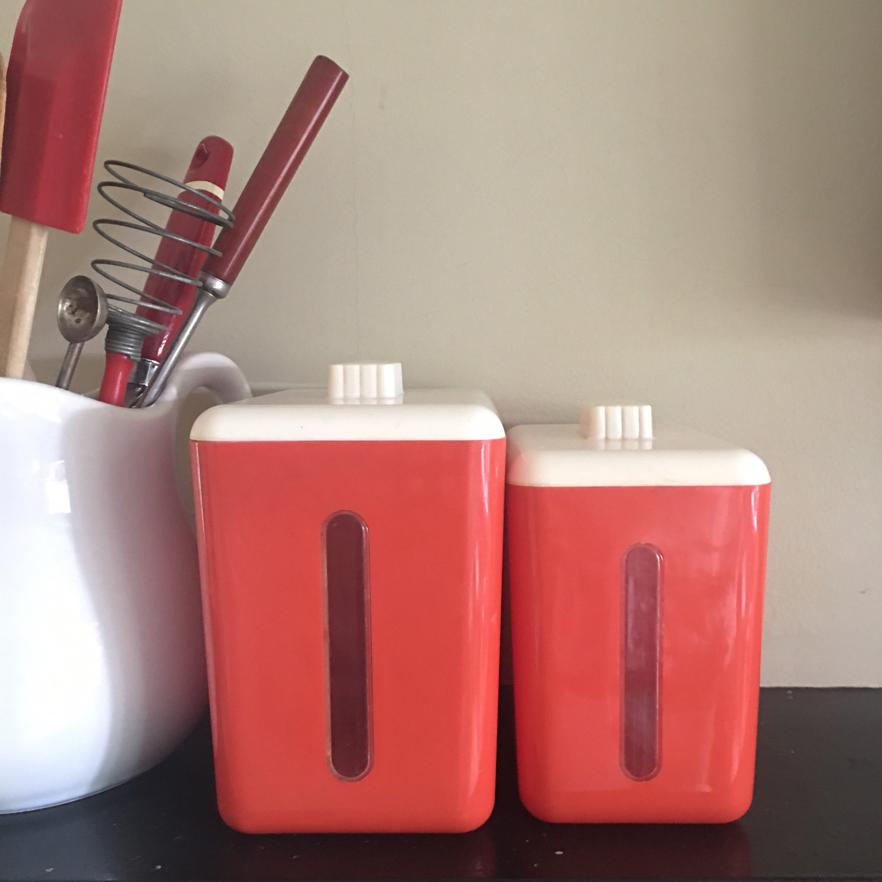 Home & Living Kitchen & Dining Vintage Red Canisters Nudell Plastics ...
