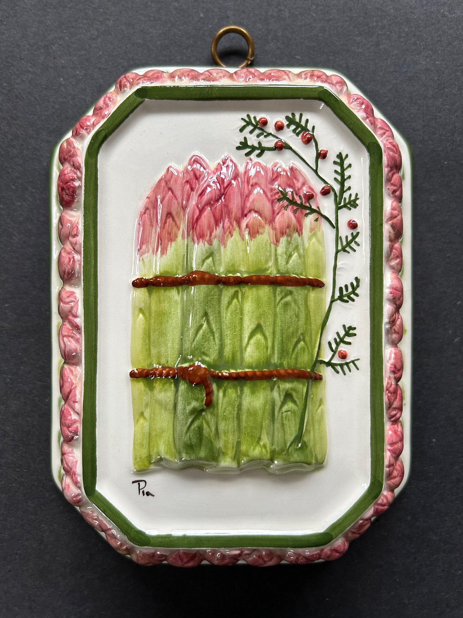 Hand Painted Italian Molds Asparagus and Turnips Made in Italy MCM Set ...
