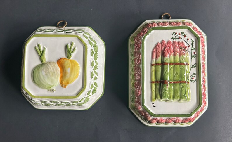 Hand Painted Italian Molds Asparagus and Turnips Made in Italy MCM Set ...