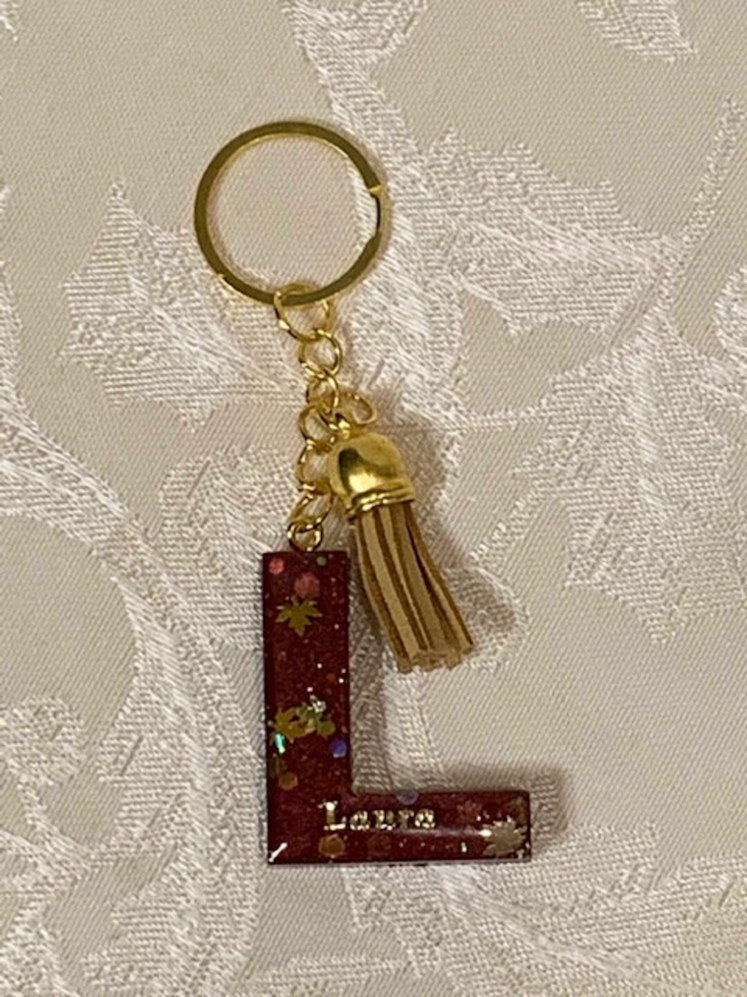 Burgundy Fall Keychain - Etsy
