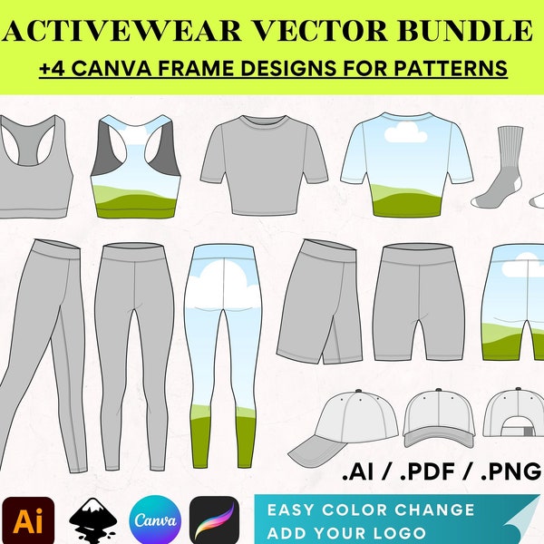 6 Panel Baseball Cap Canva DIY Mockup, Flat CAD Vector for Illustrator, Unisex Streetwear ...