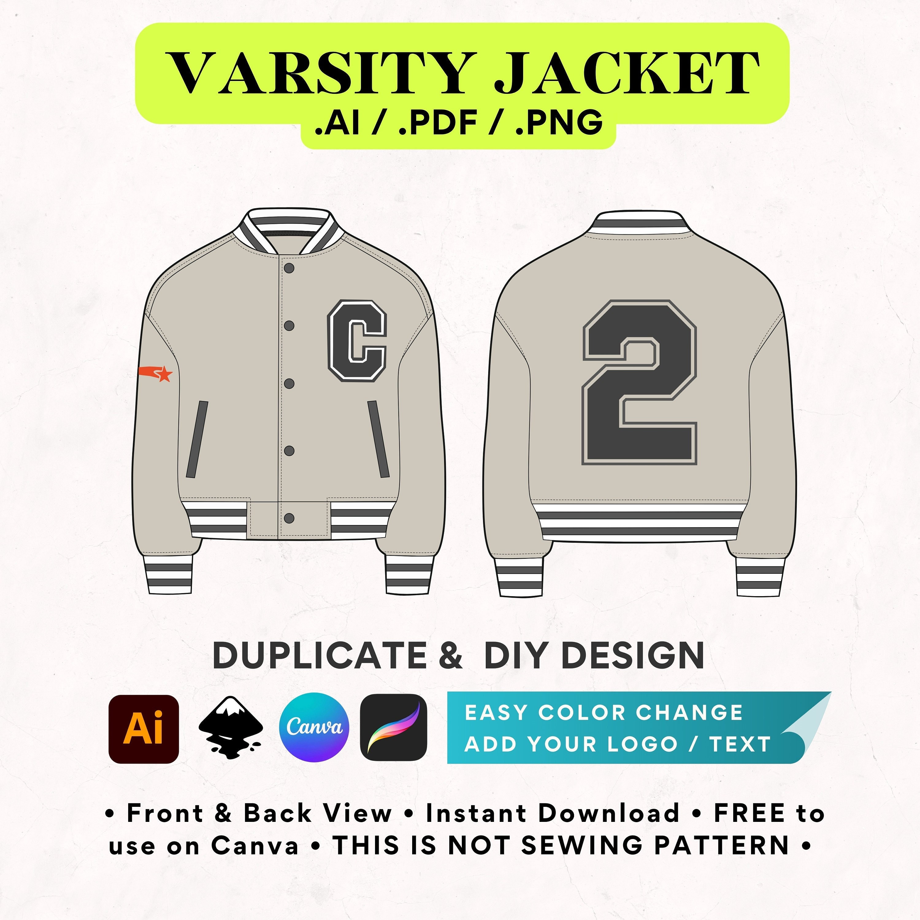 Varsity Jacket Pattern - Etsy