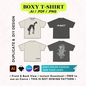 Streetwear Boxy Oversized T-shirt Canva Template, Baggy Tee Fashion ...