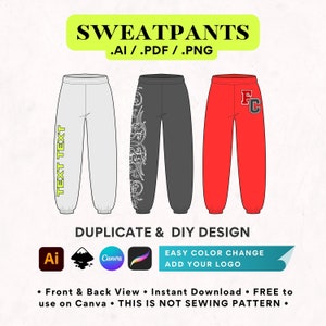Sweatpants Tech Drawing Vector Jogger, Streetwear Custom Clothing ...