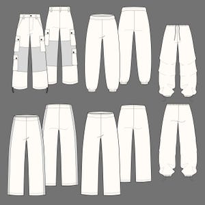 Streetwear Pants Bundle, Flare & Cuff Sweatpants Canva Template, Wide ...