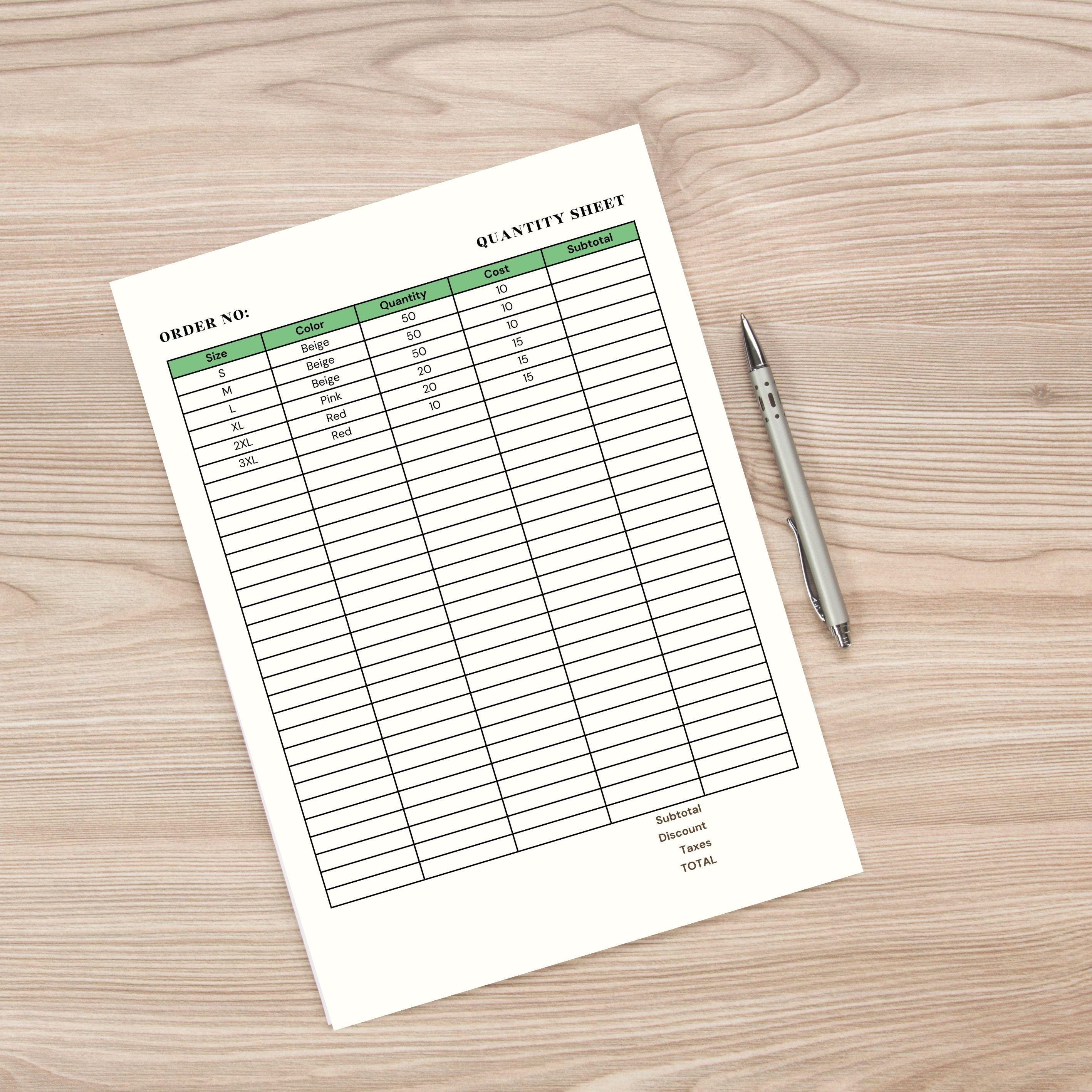 T-shirt Order Form Canva Template Printable Set, A4 and US Letter Size ...