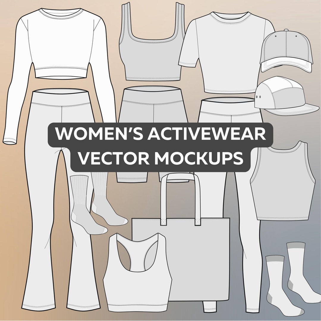 Activewear Clothing BUNDLE Mockup Canva Template, Tech Pack, Athleisure ...