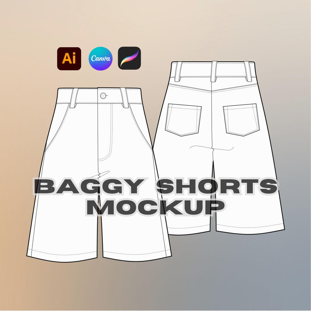 Streetwear Jeans Shorts Canva Template, Jorts Flared Shorts Vector ...