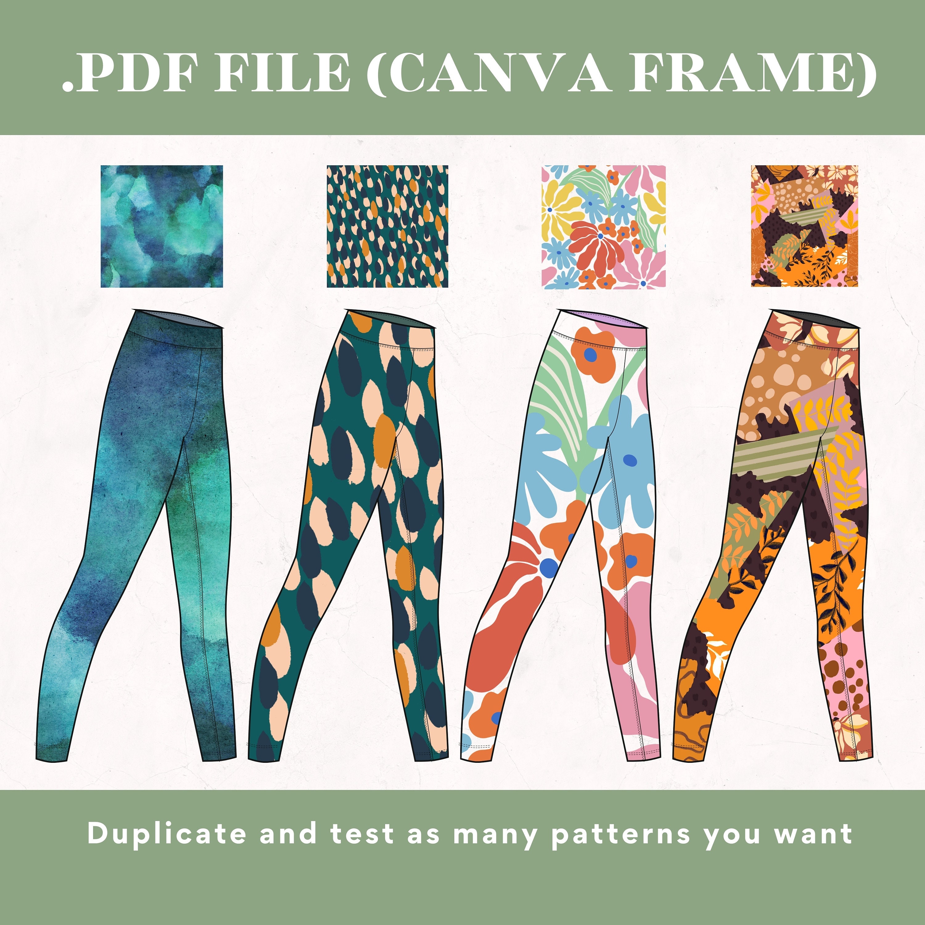Canva Frame Leggings DIY Design, Activewear Leggings for Women ...