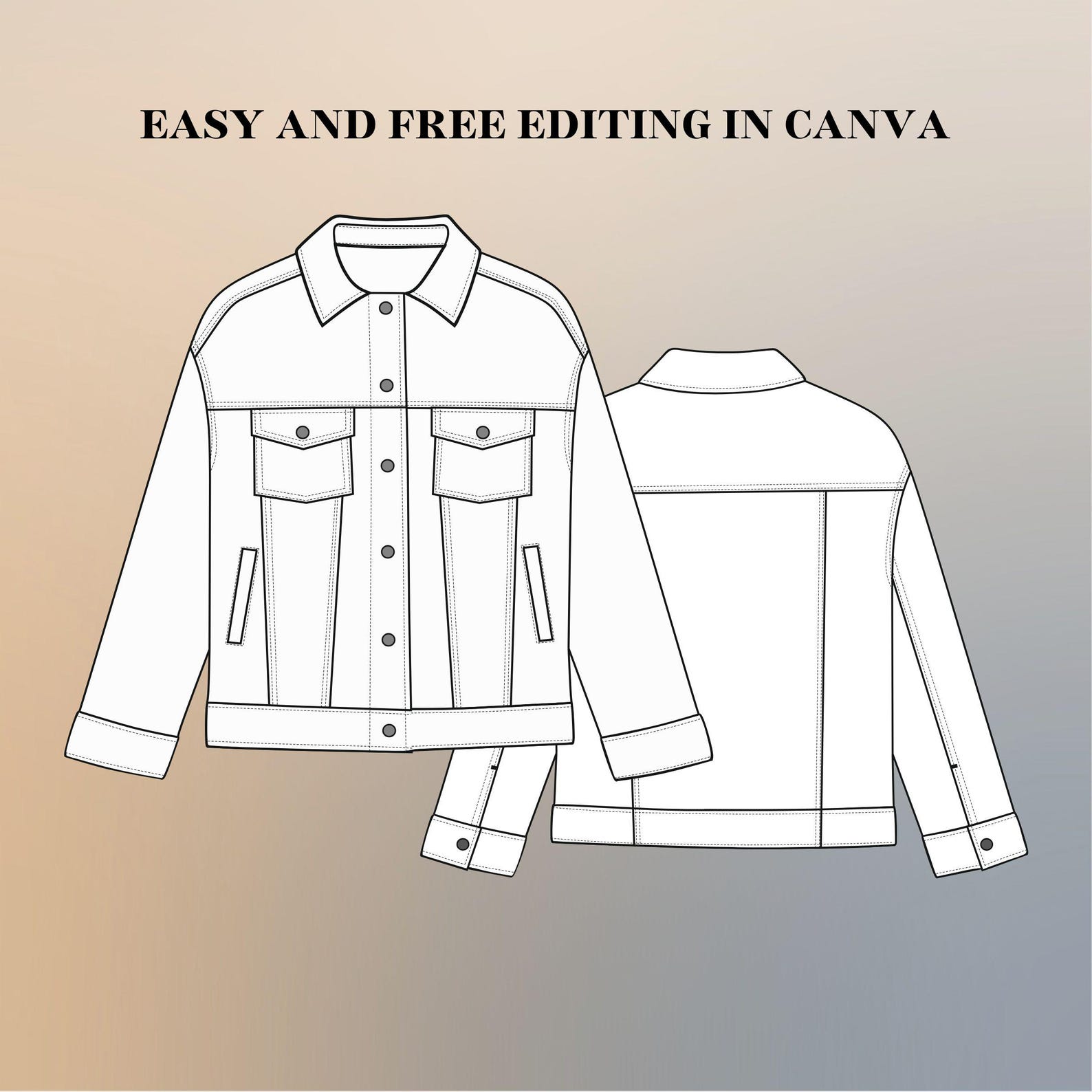Streetwear Denim Set Canva Template and Vector Mockup, Workwear Mockup ...