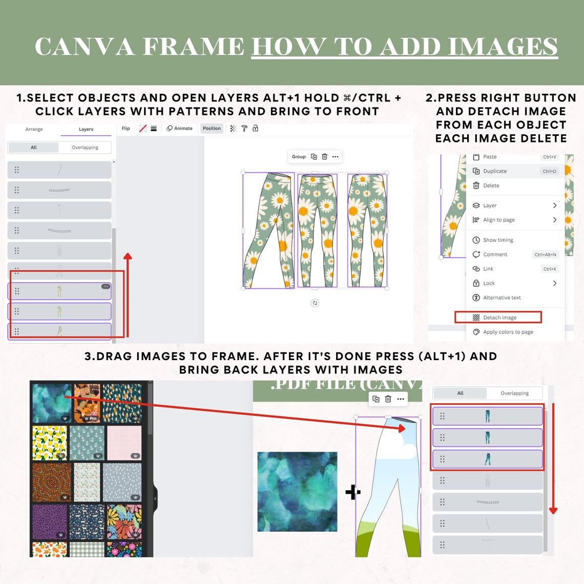 Women Activewear Canva DIY Vector Bundle, Canva Frame Template, Flat ...