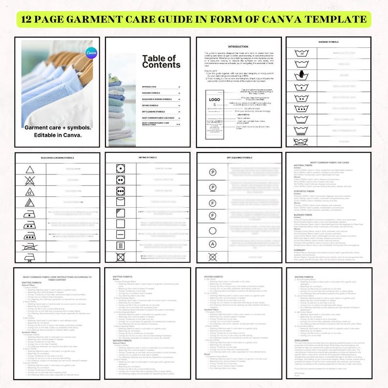 Editable Care Label Template INSTANT DOWNLOAD for Clothing - Canva DIY ...