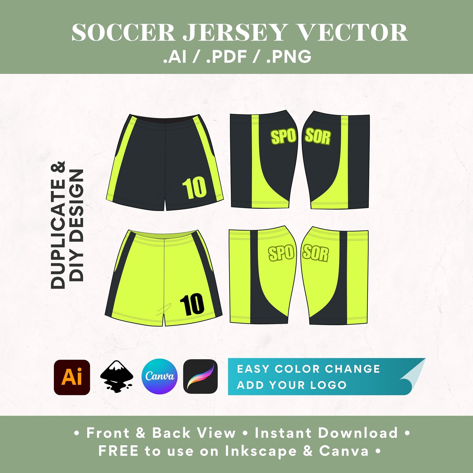 Soccer Shorts DIY Canva Mockup Football Mockup Vector Template Pack ...