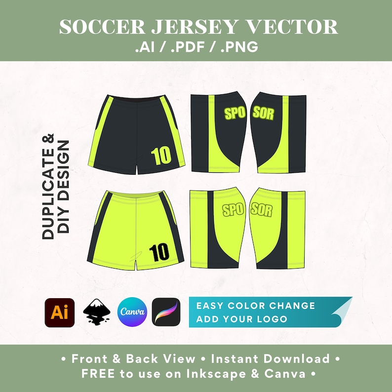 Soccer Shorts DIY Canva Mockup Football Mockup Vector Template Pack ...
