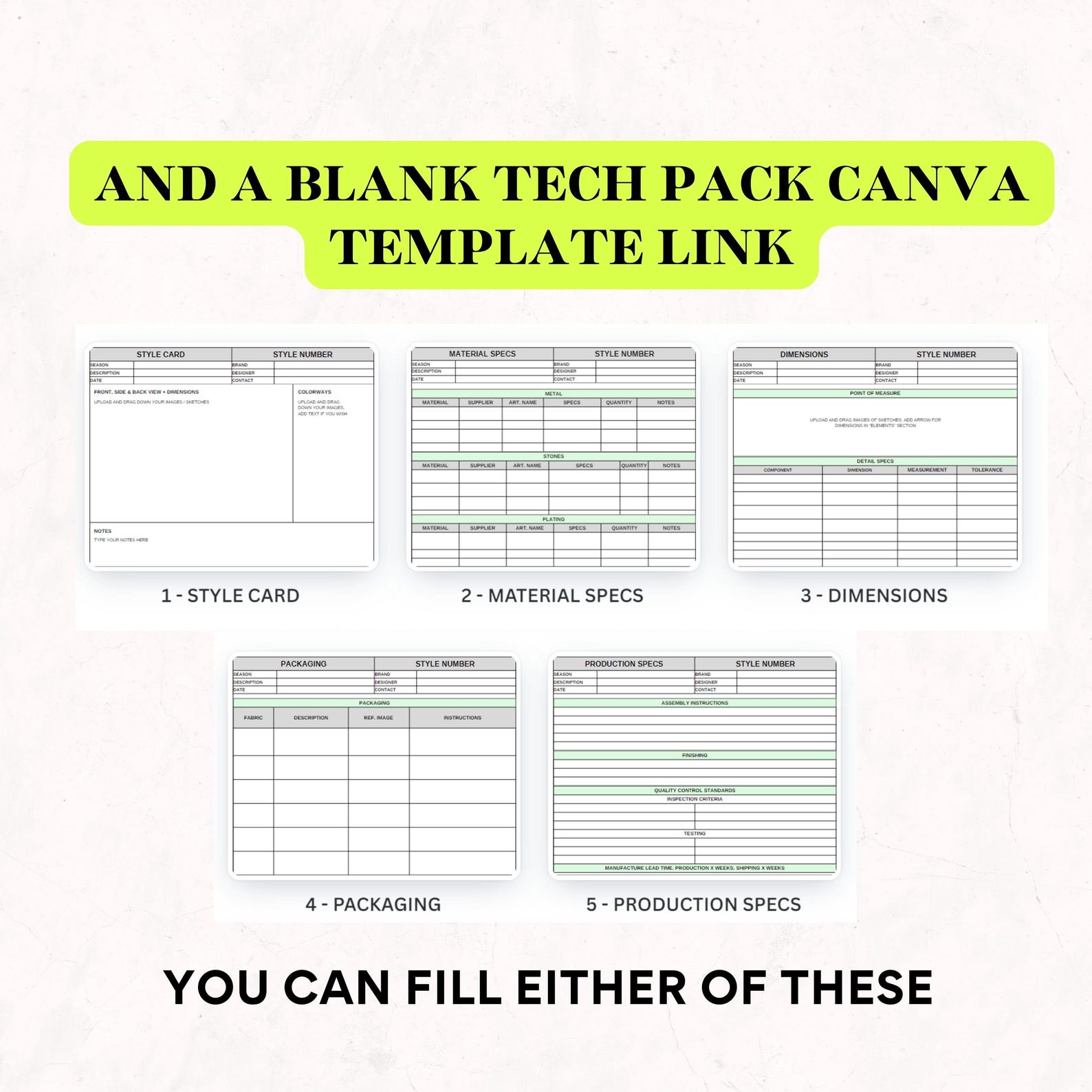 Jewelry Tech Pack Canva Template DIY, Accessories Tech Pack Cheat Sheet ...