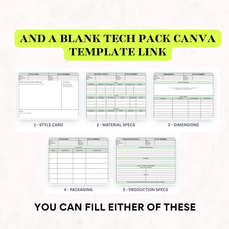 Jewelry Tech Pack Canva Template DIY, Accessories Tech Pack Cheat Sheet ...