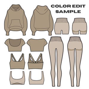 Women Sports Set Vector Mockup, Activewear Canva Template, Lululemon ...
