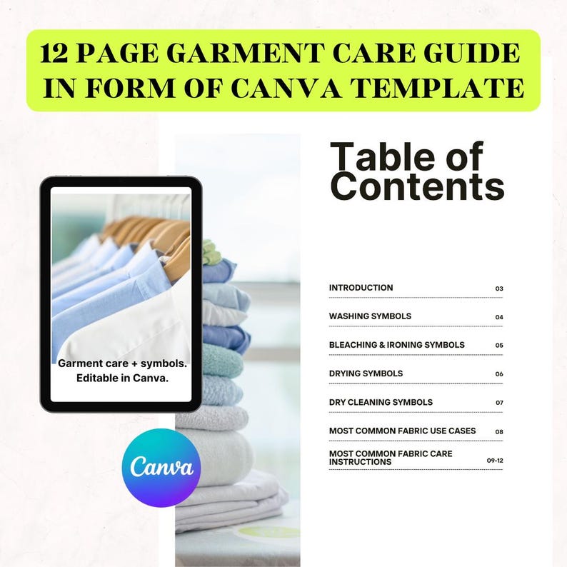 Editable Care Label Template INSTANT DOWNLOAD for Clothing - Canva DIY ...