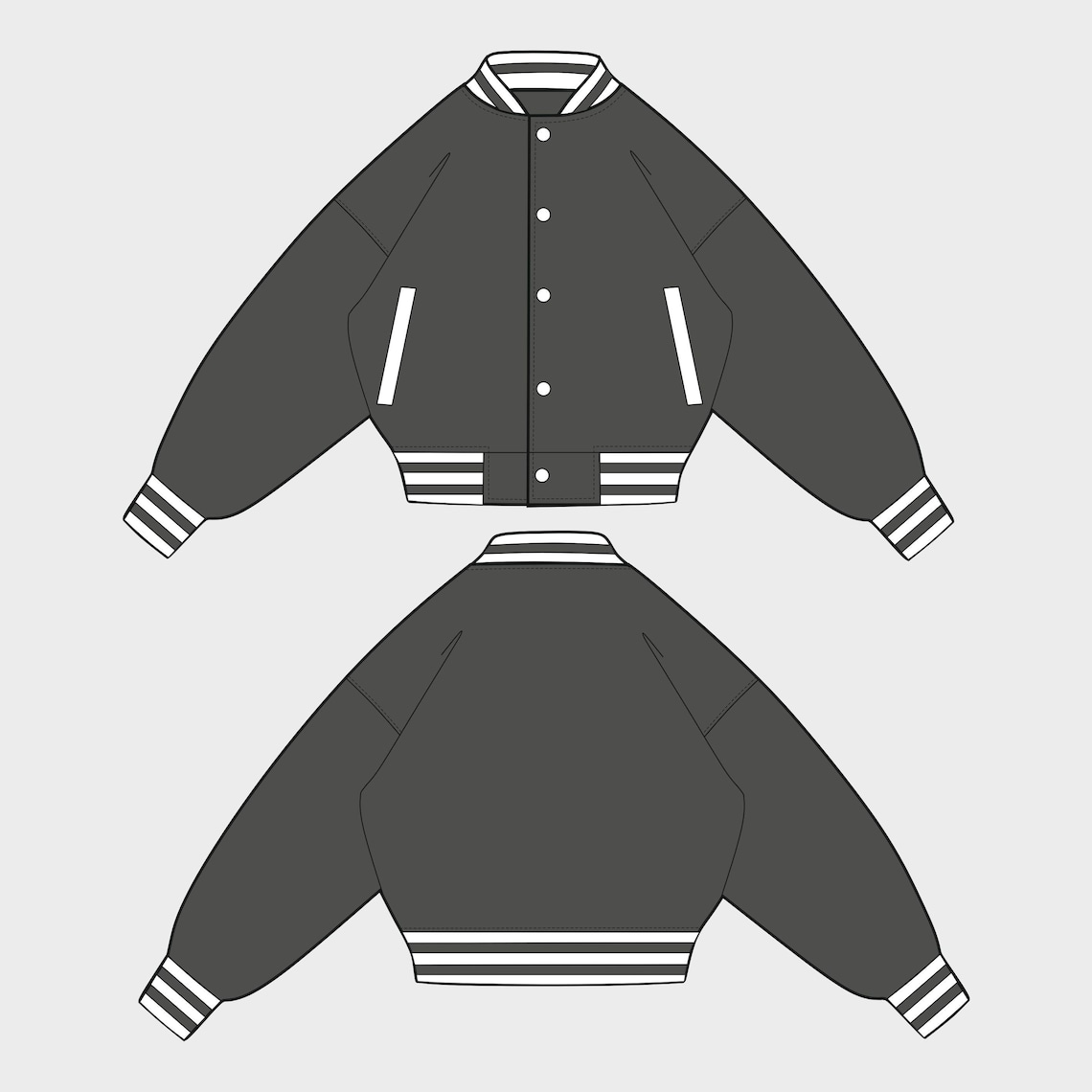 Streetwear Varsity Jacket Canva Template and Vector Mockup, Bomber ...