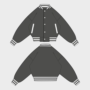 Streetwear Varsity Jacket Canva Template and Vector Mockup, Bomber ...