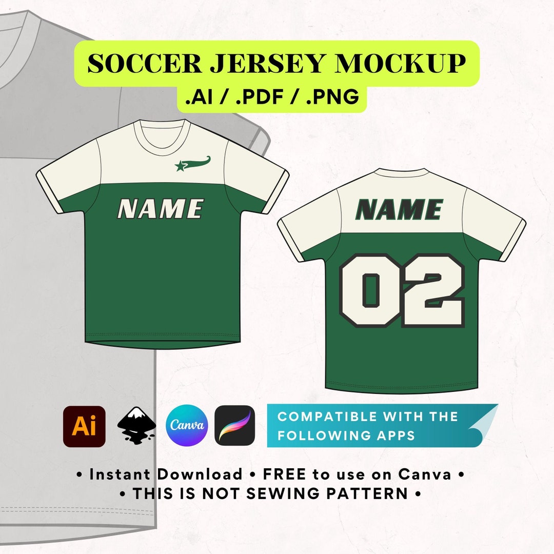 Soccer Round Neck Jersey DIY Canva, American Football Vector Mockup ...