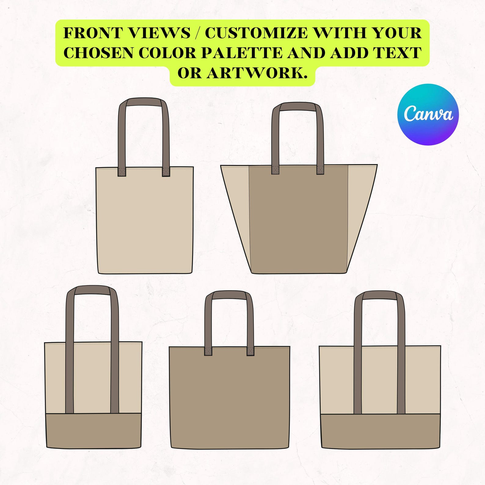 Tote Bag Vector Canva Custom Mockup Pack, Bag Drawing Bundle ...