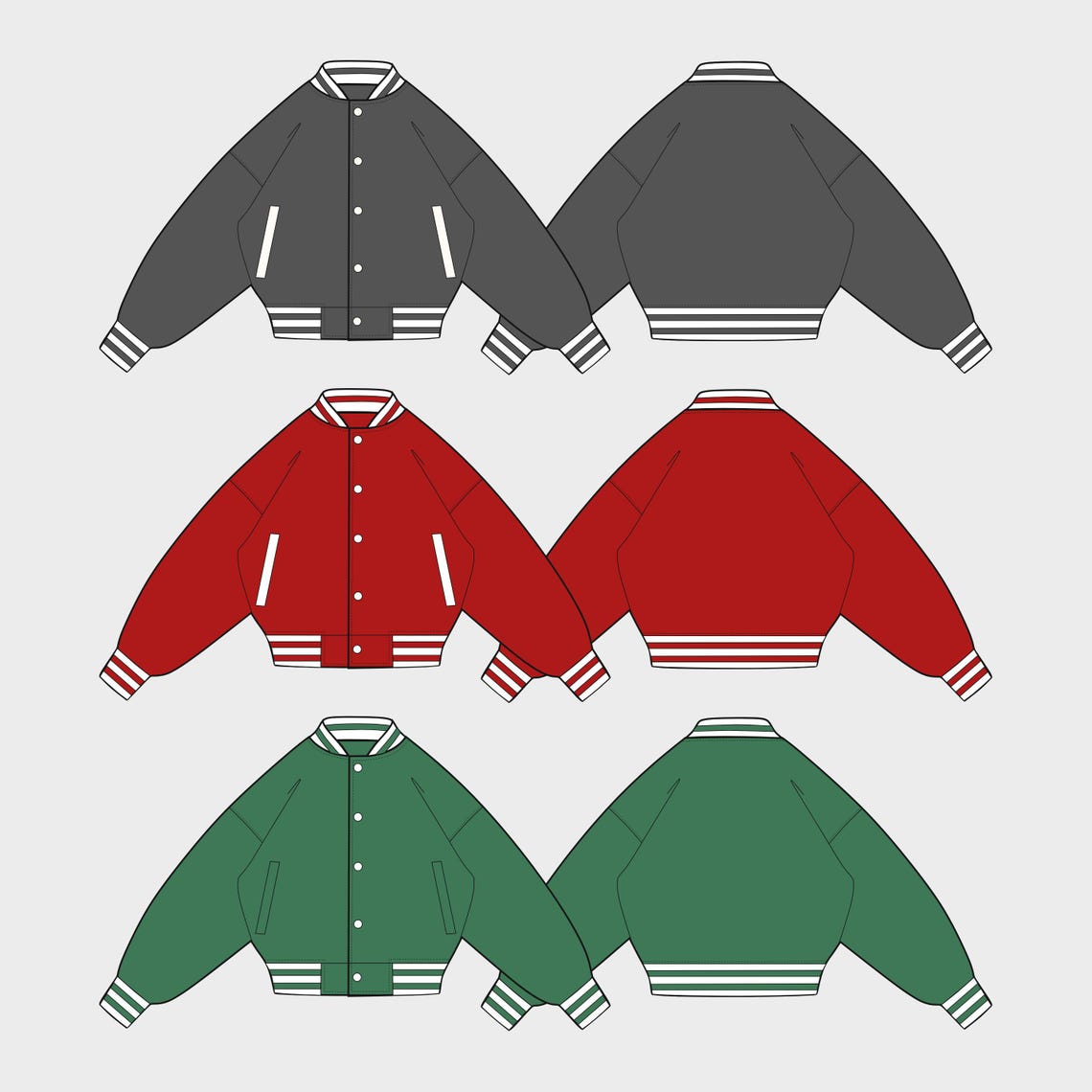 Streetwear Varsity Jacket Canva Template and Vector Mockup, Bomber ...